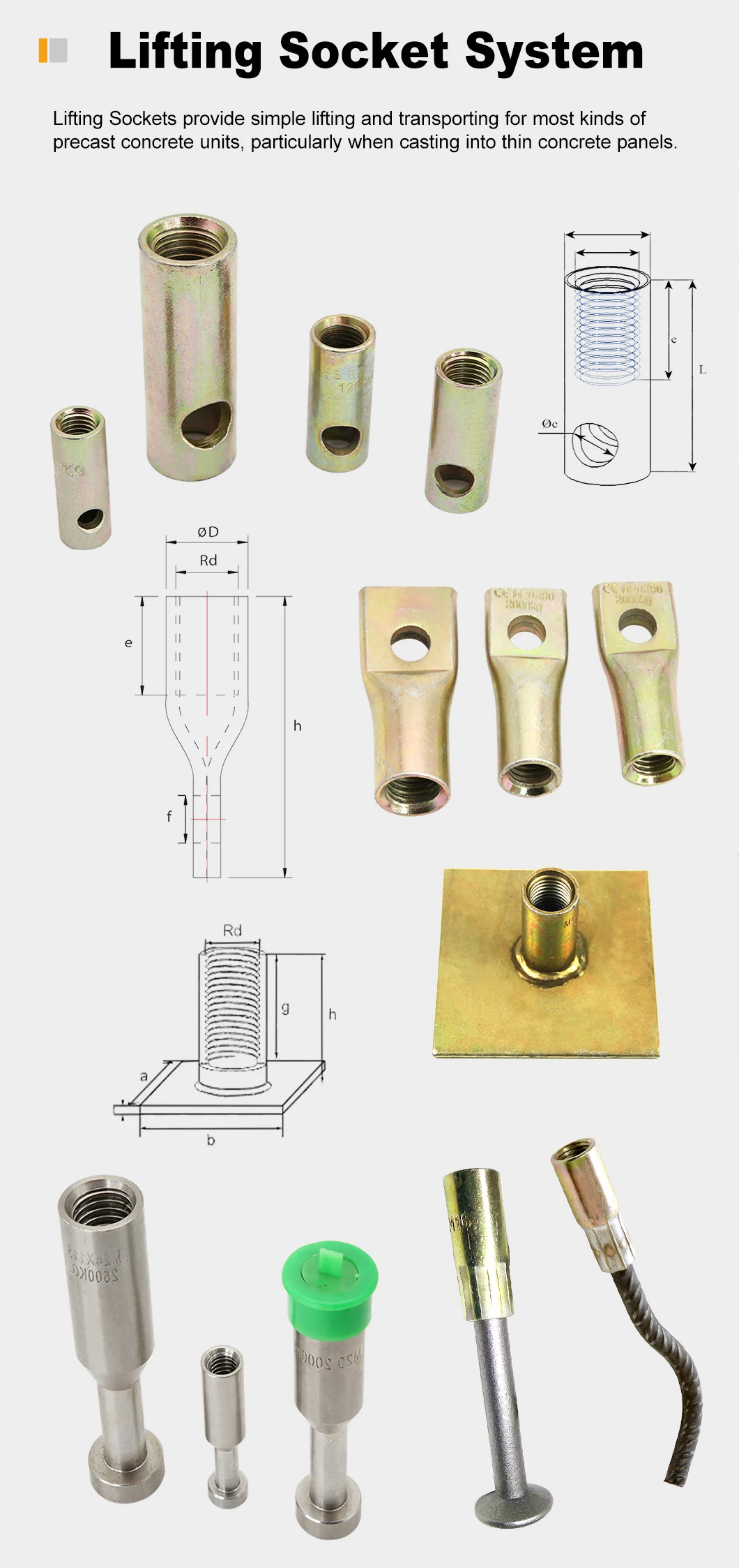 Threaded Short Long Lifting Socket Snake Wavy Tail for Construction