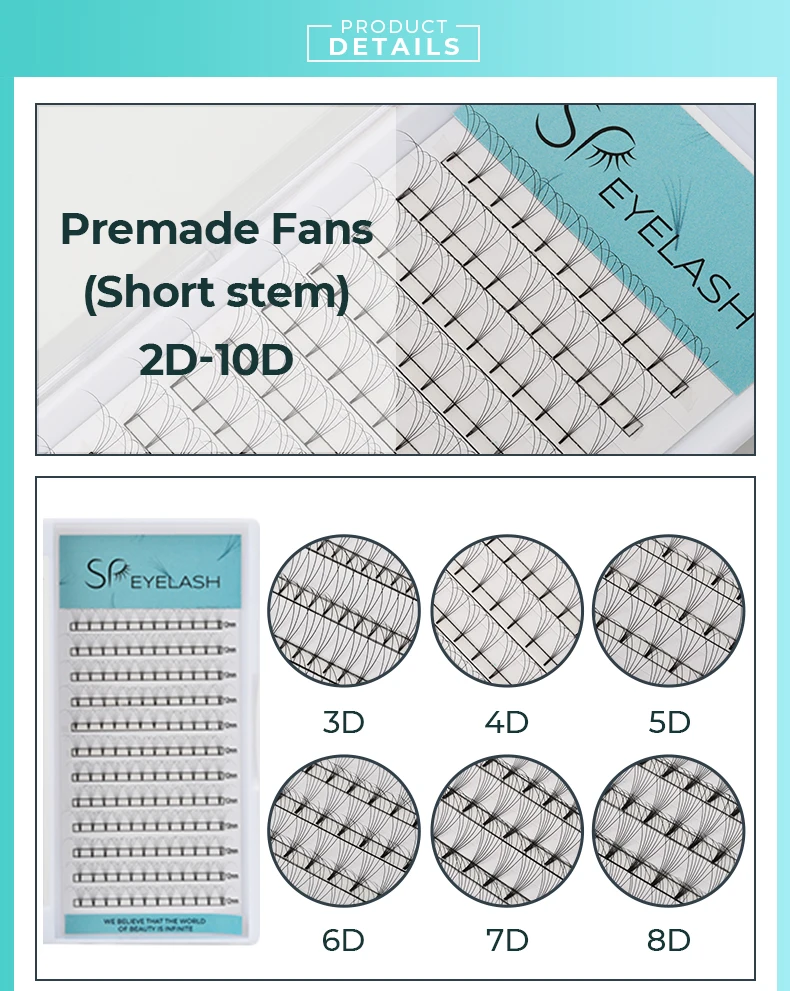 New Private Label 2d 3d 4d 5d 6d 7d 8d 10d Premade Fans Lashes Russian ...