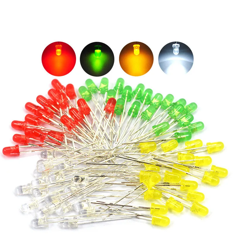 F3 3mm Led Luminous Diode Light Emitting Diode Red Yellow Green White ...