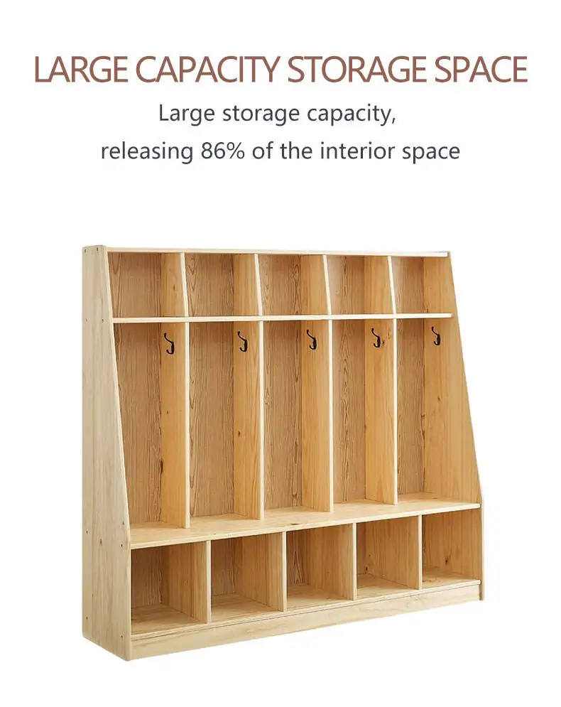 Xiha Daycare Preschool Kids 8-person Wooden Coat Lockers With Cubbies ...