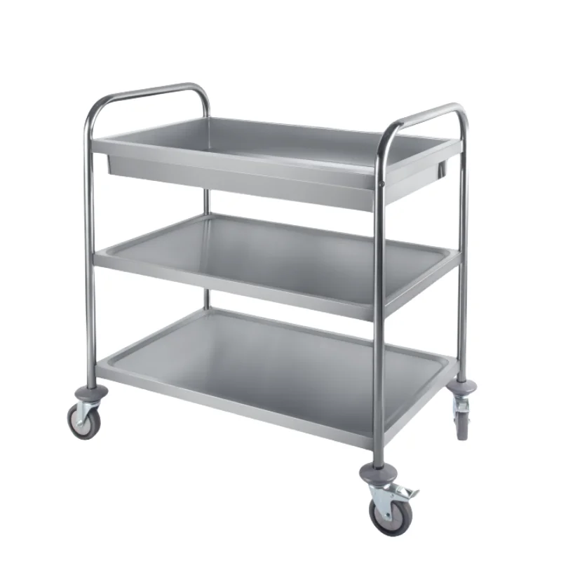 Factory Supply Hotel Stainless Steel Service Trolleys 3 Tier Kitchen ...