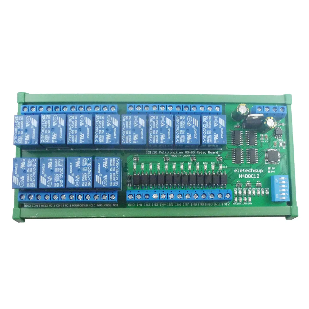 12ch Digital Input Output UART RS485 Relay Module Modbus RTU DIN35 C45 ...