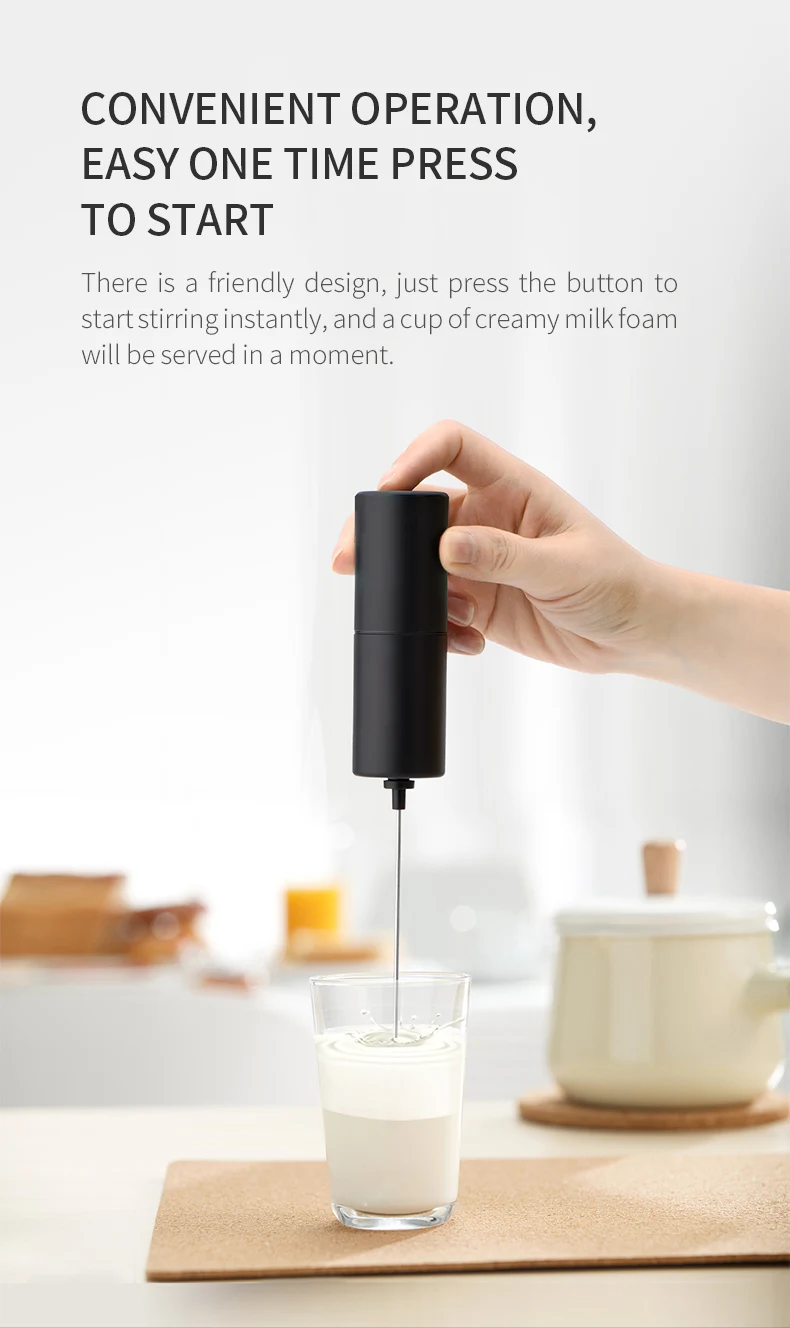 3 Speed Adjustable Make Premium Micro Foamed Milk Lithium Handheld Milk ...