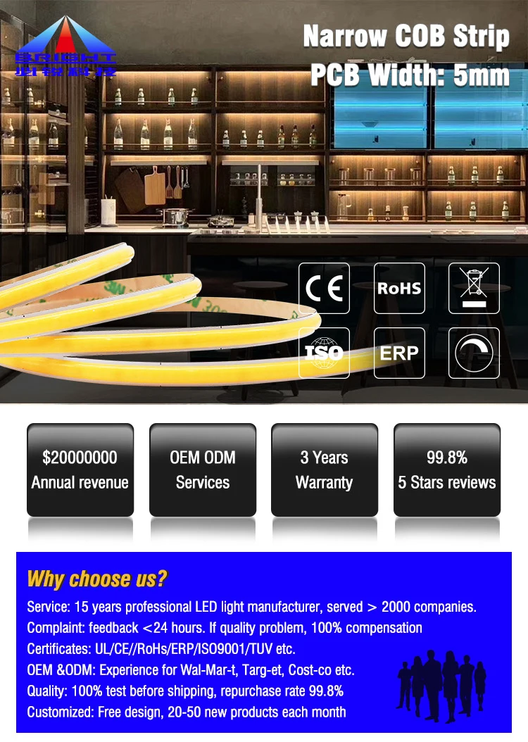 2700k 4000k 6500k Fcob Led Cri 90 95 Led Cob Light 480leds 24v Slim 3mm ...