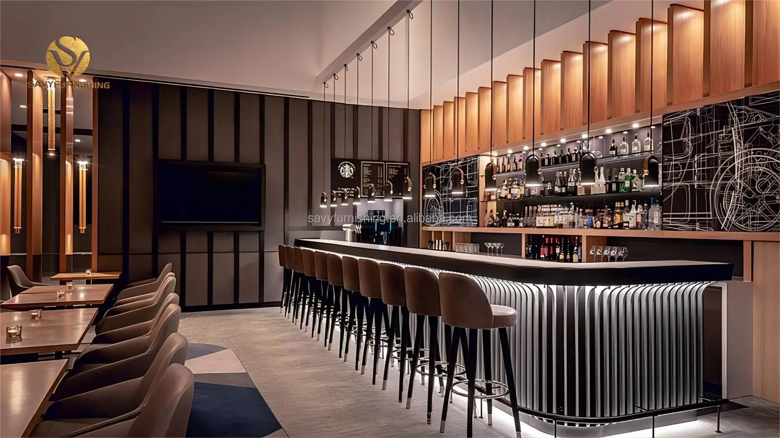 Customized Bar Counter Design Layout for Commercial Use