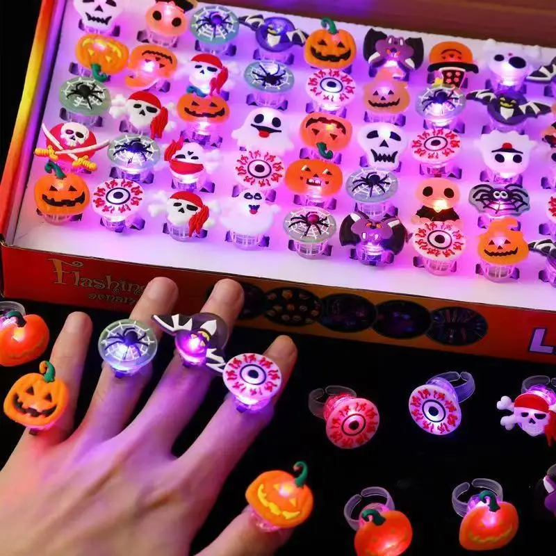 LED Light Halloween Ring Glowing Pumpkin Ghost Rings Kids Gift ...