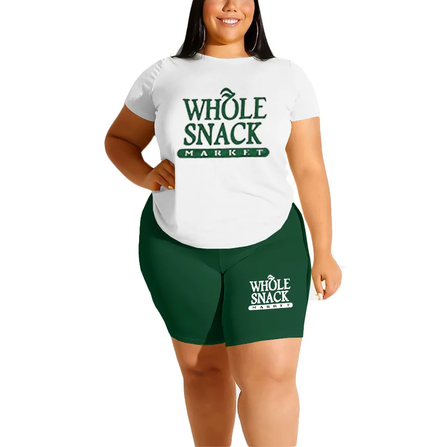 BH956 Size 2xl to 6xl Women's Summer Plus Size Print Two Piece Short ...
