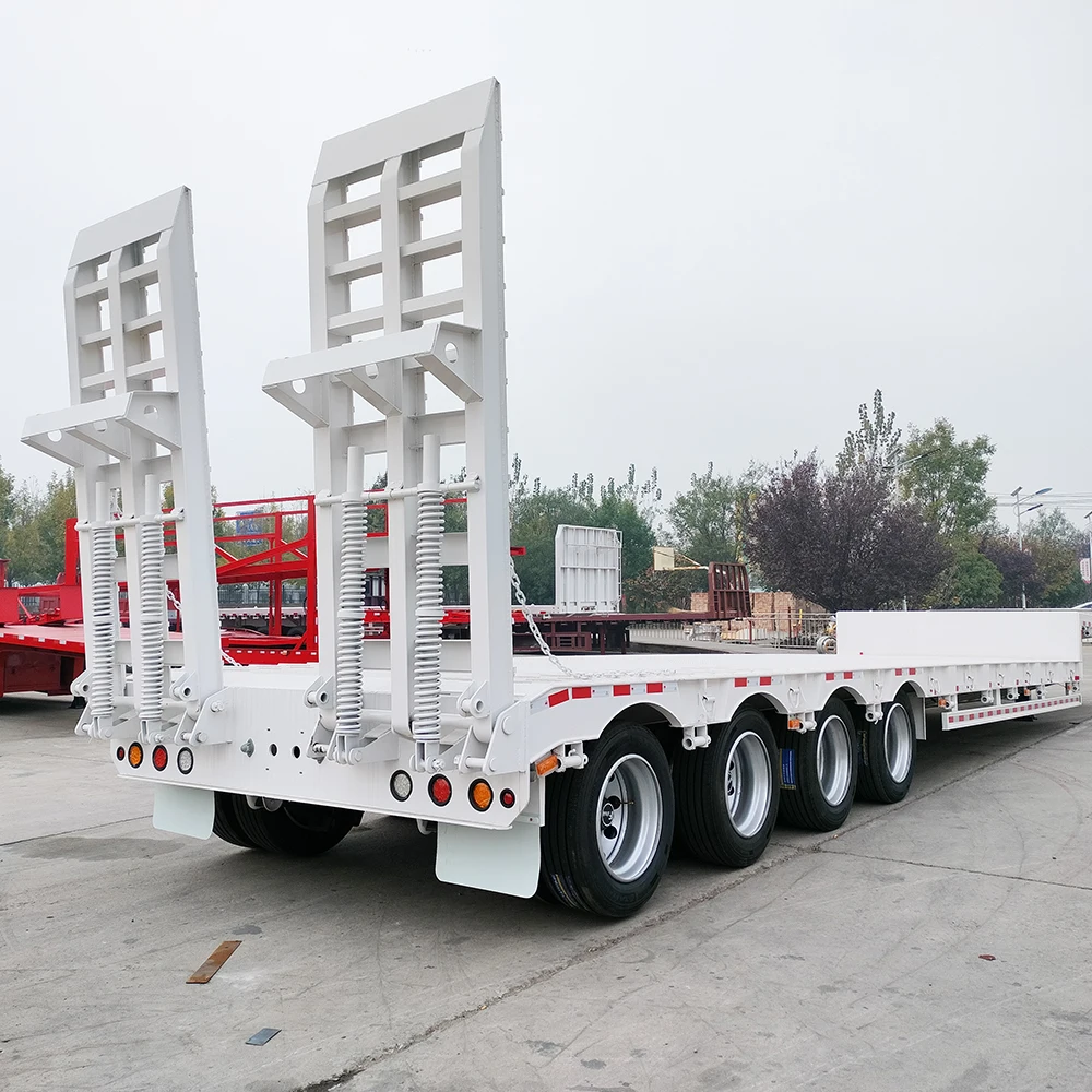 Heavy Goods 3 Axles Lowbed Flatbed Semi Trailer Excavator Trailer - Buy ...