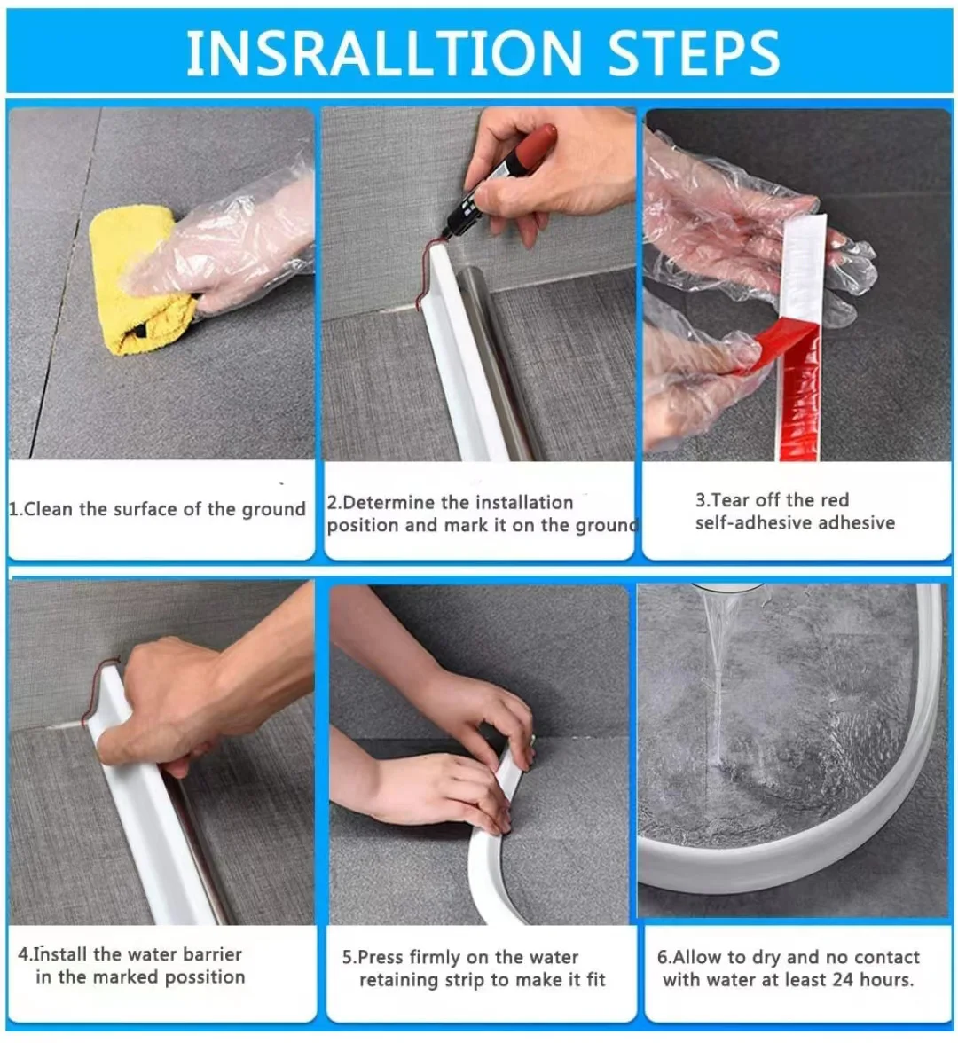 Flexible Water Blocking Strip in Bathroom,Self-adhesive Silicone ...