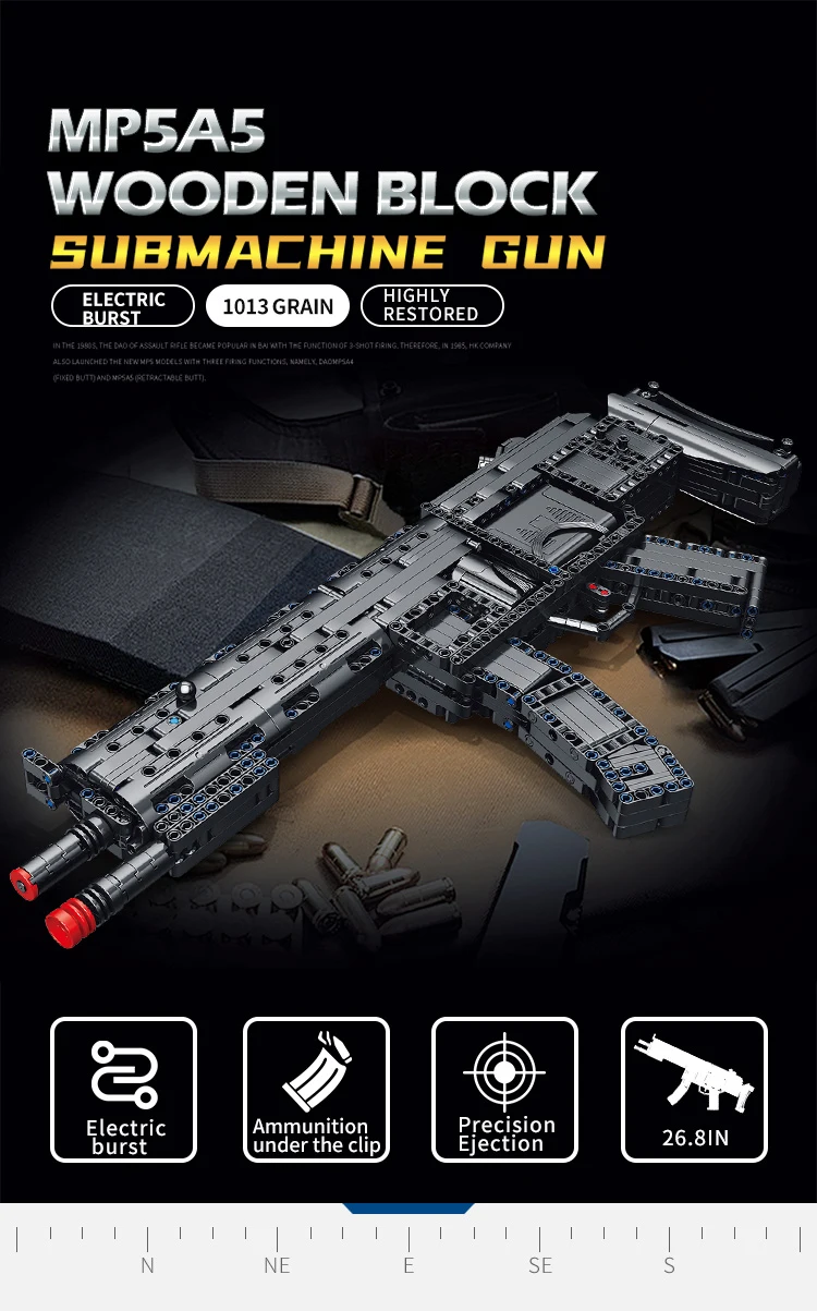 1013pcs Mp5 Submachine Gun Children's Educational Building Blocks Toys ...