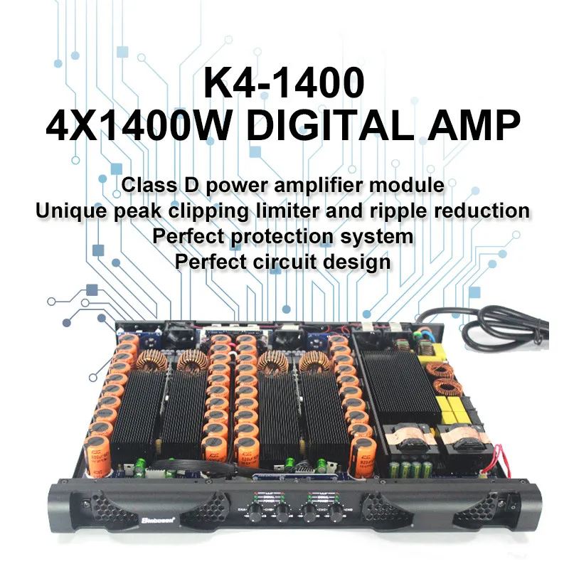 1u-class-d-power-amplifier K4-1400 4 Channels 1000w Amplifier Board Audio Public Adress System ...