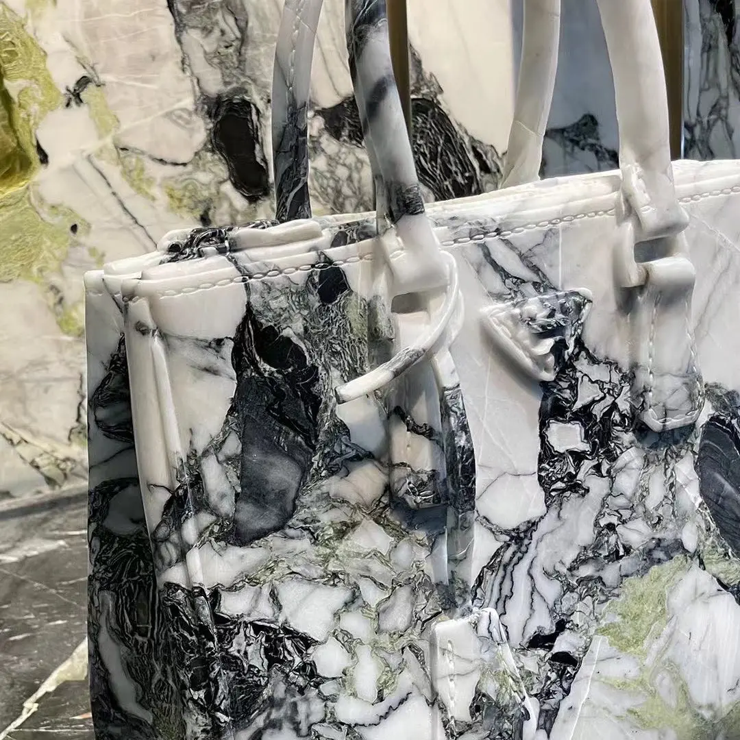 Custom Indoor Marble Sculpture Natural Stone Bag Decoration Luxury ...