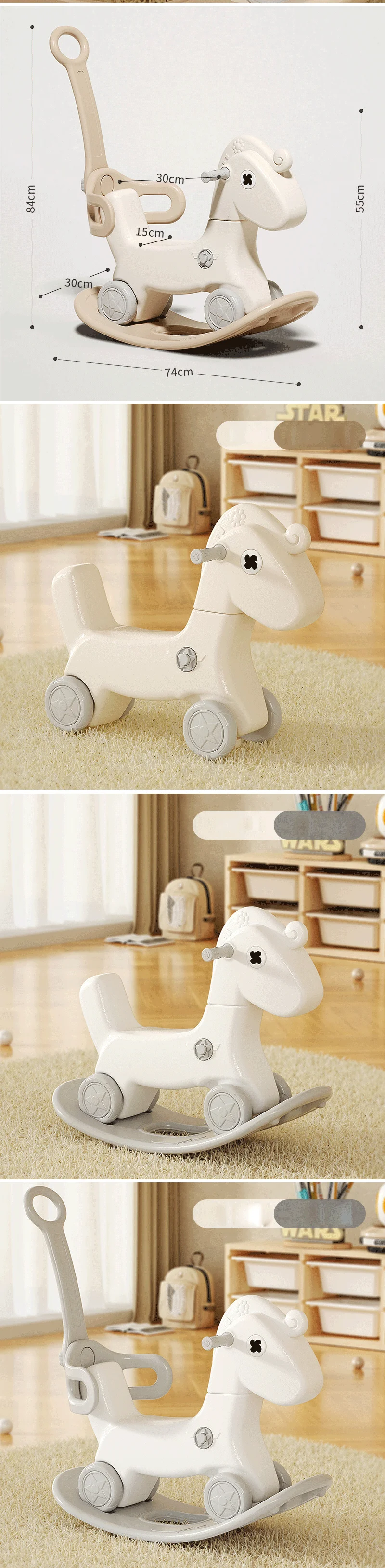 4 In 1 Rocking Horse Balance Bike Ride Toy For Toddler 1-3 Baby Rocking ...
