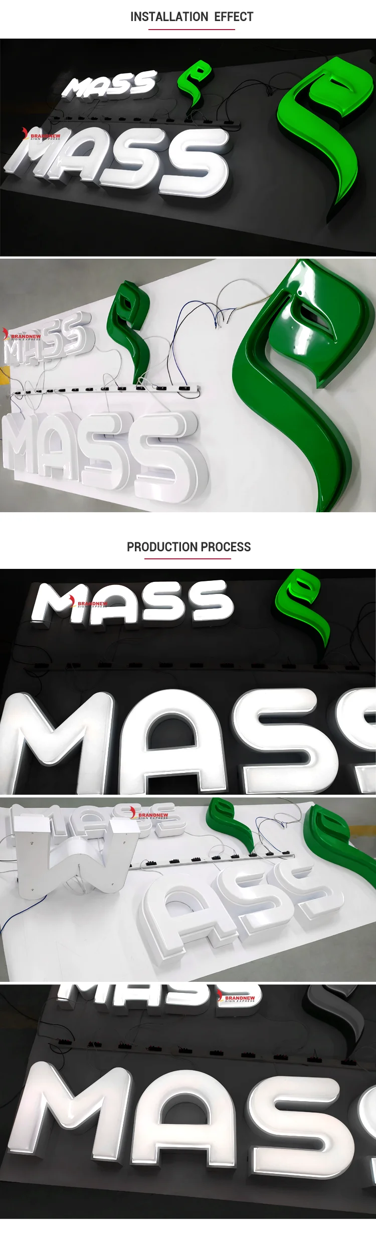 BRANDNEWSIGN Customised 3D Plastic Frontlit Acrylic Letters