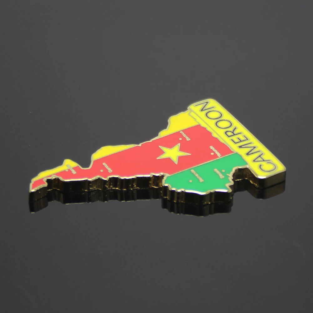 Cameroon Shape Magnet - Gold Plated Zinc Alloy Souvenir