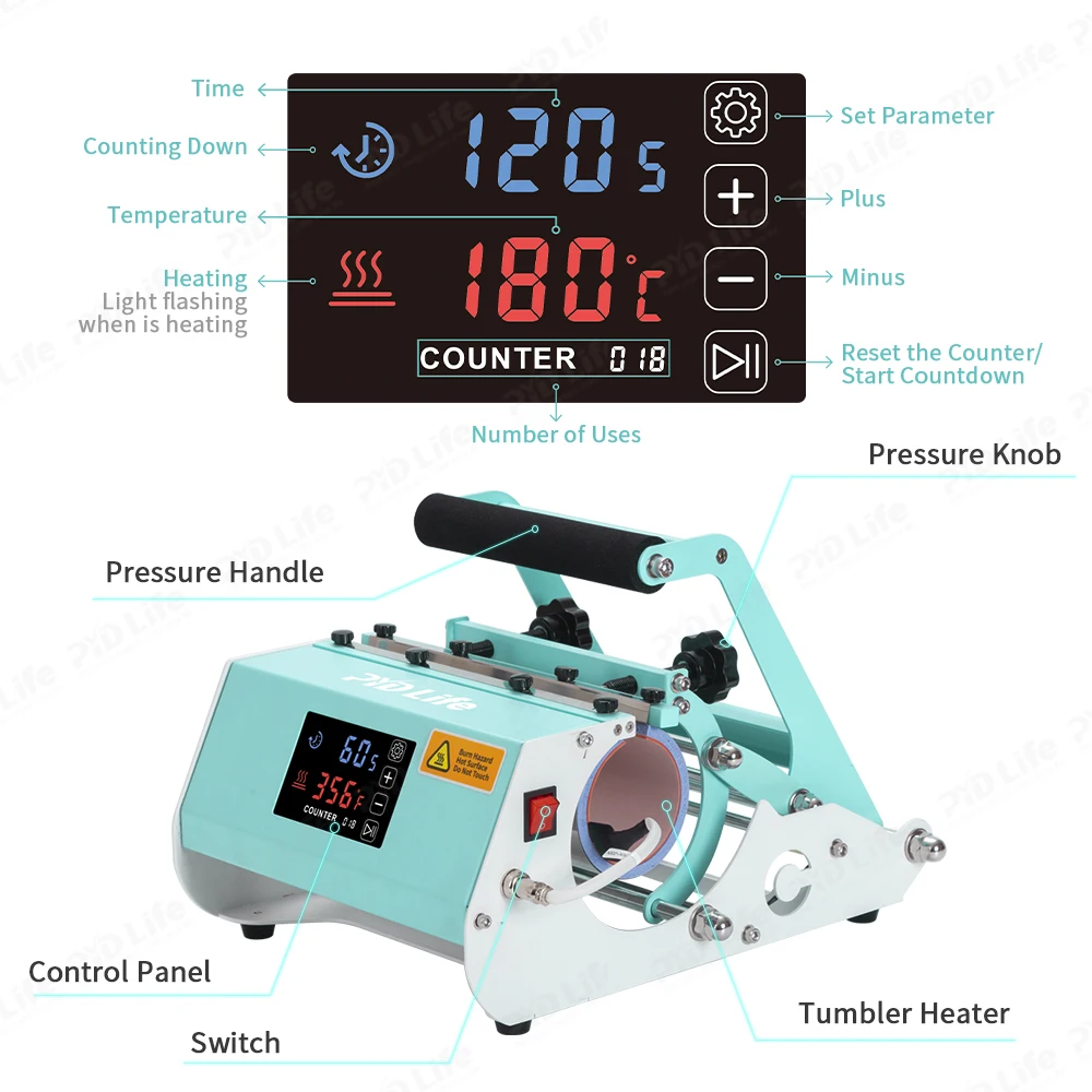 Pyd Life 2 In 1 Tumbler Press Machine Sublimation 30oz 40 Oz Tumbler ...