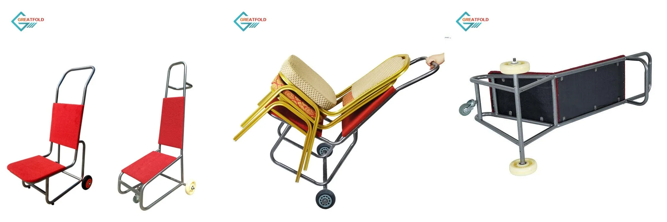 Durable Iron Platform Restaurant Banquet Stacking Chair Trolley For ...