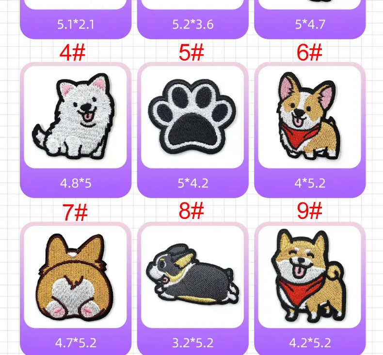 Cartoon Embroidery Animal Anime Bulldog Embroidered Patch Dog Iron On ...