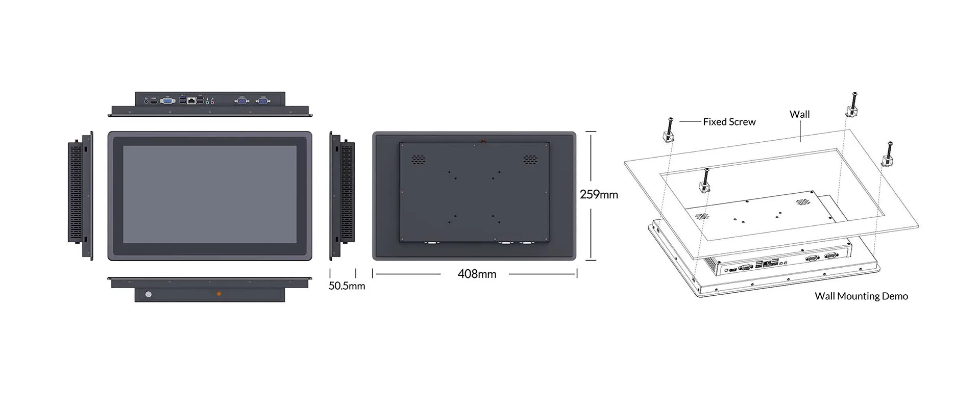 Ip64 Front Panel Lilliput 15.6 Inch Industrial Computer Pc-1560 Touch ...