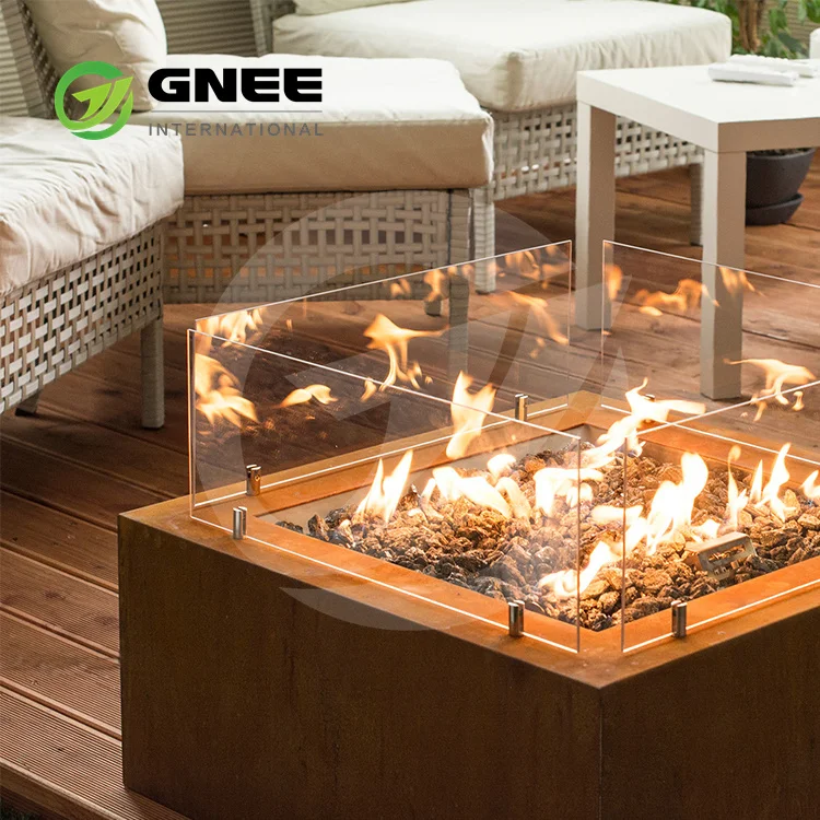 Outdoor Gas Burning Firepit With Water Feature Propane Corten Steel ...