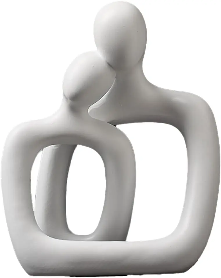 Saminds White Hugging Couple Sculpture,Hollow Abstract Figure Statue ...