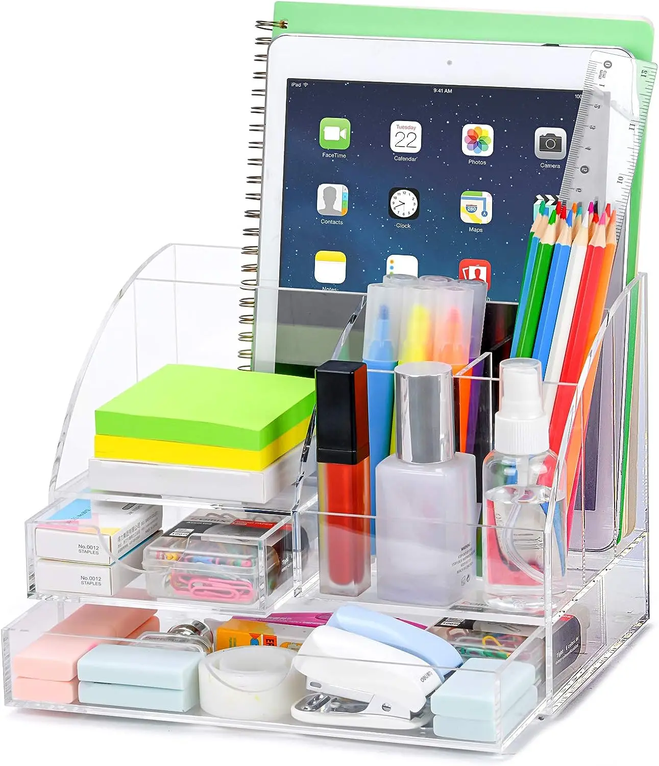 Acrylic Clear Office Desk Stationary Organizer Drawers Desktop ...