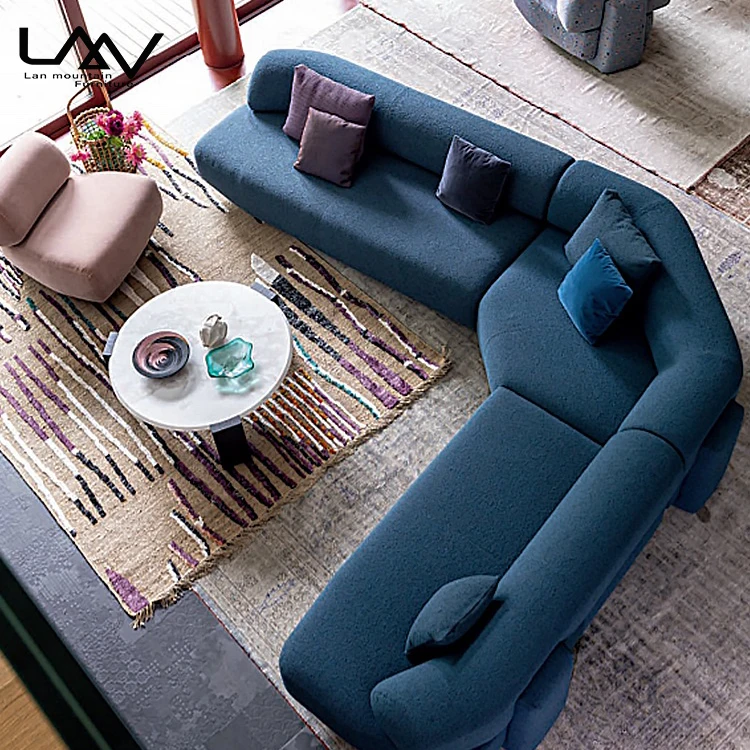Modern Luxury Arc Villa L Shape Corner Sofa Set - Stylish Fabric ...