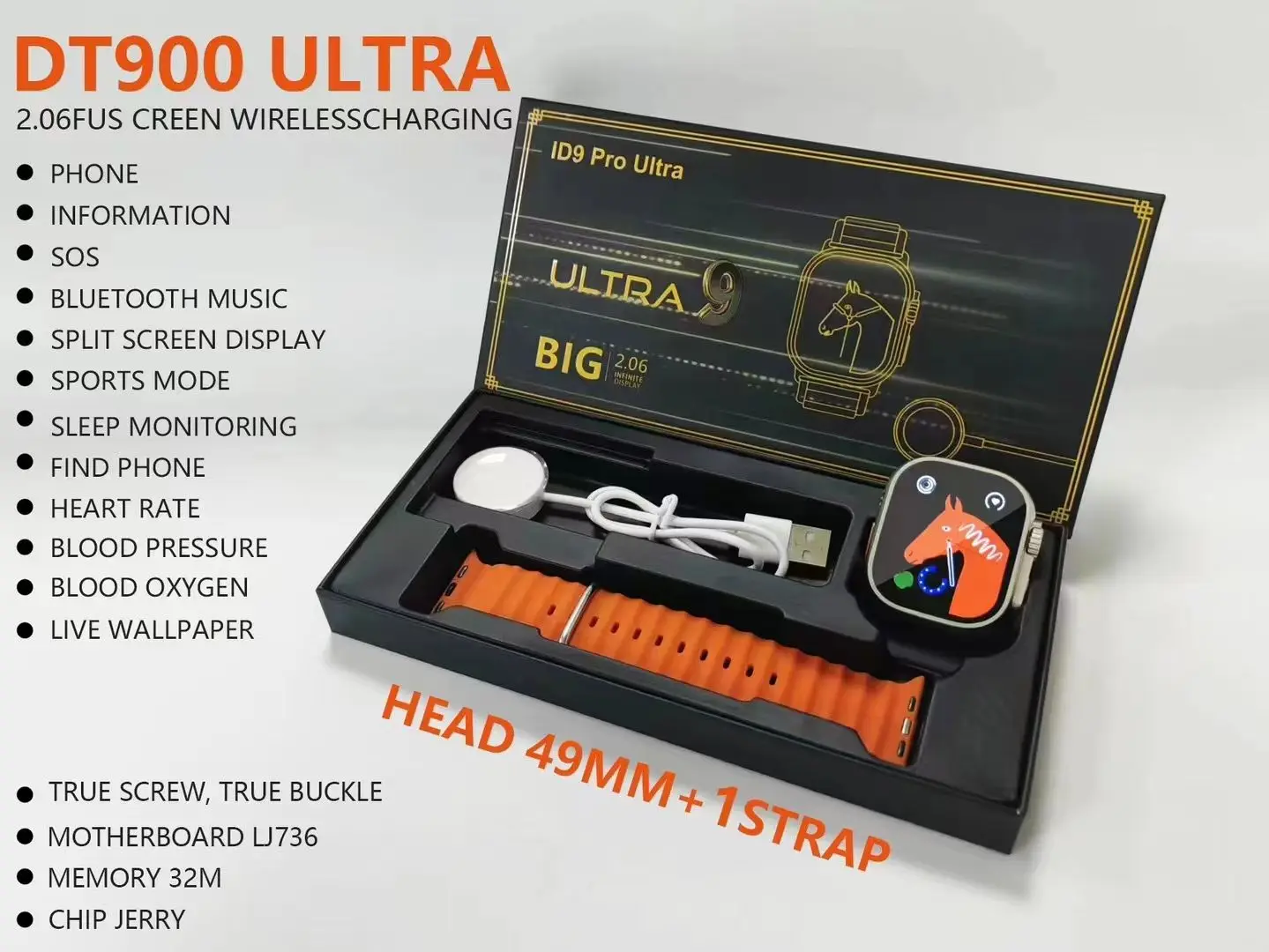 2023 Dt900 Ultra 7 In1 Watch Strap Smartwatch Wireless Bt Calling Gift ...