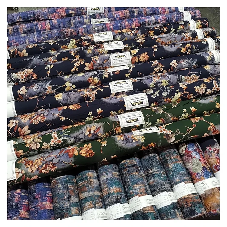 100% Viscose Design Custom Flower Print Tissus Rayon Fabric