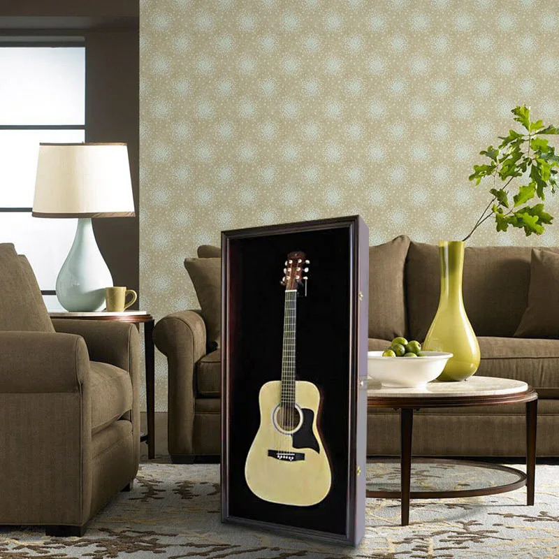 Wall Mount Guitar Display Case - Mahogany or Black Finish