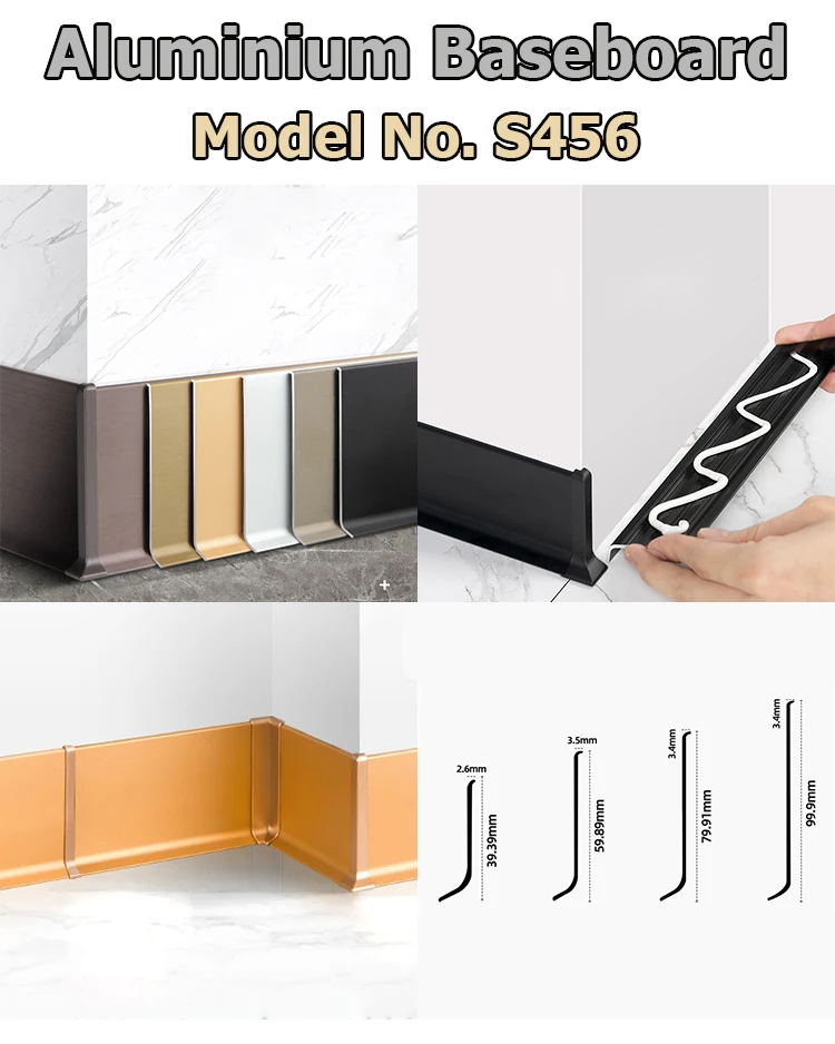 Black Aluminium Skirting 100mm Floor Trim Board Profile Alu Baseboard ...