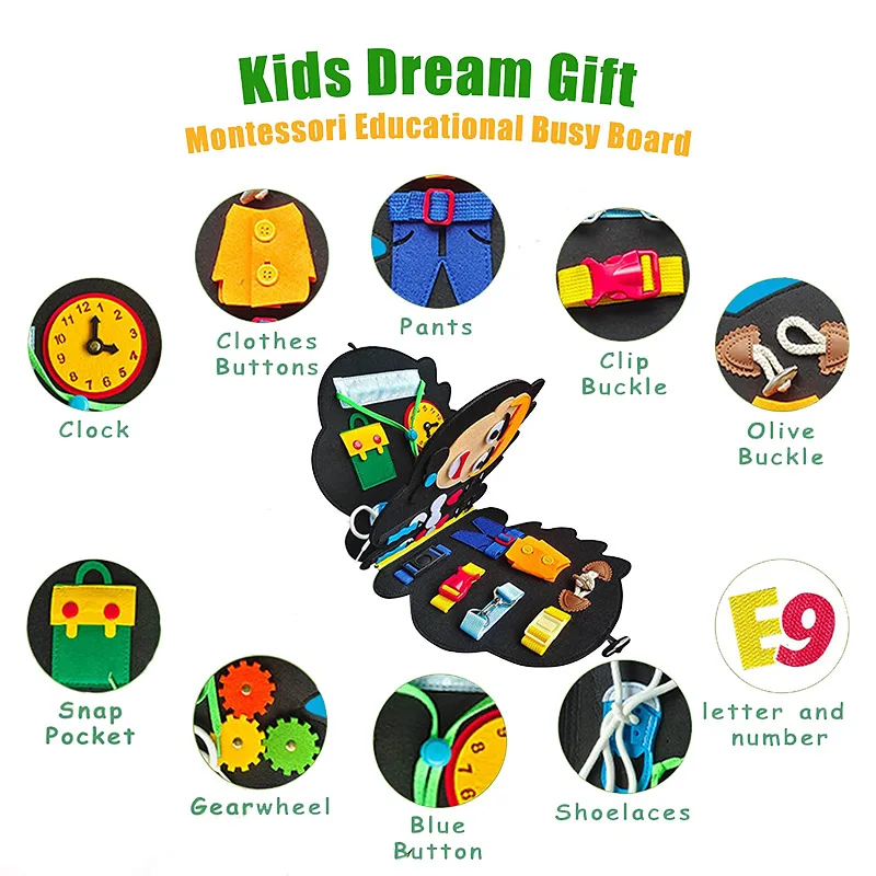 Sensory Autism Foldable Cute Dinosaur Busy Board Basic Skill Diy ...