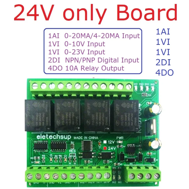 R4A8H08 DC 24V RS485 8DO 4DI 8AI 4-20MA 0-10V Current Voltage Collector ...