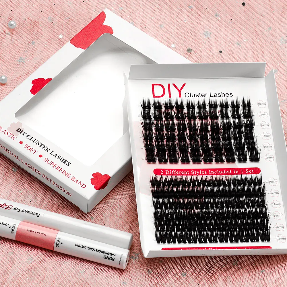 Travel Lashes Kit Cluster Lashes Mix Curl Fan Eyelashes Silk Fan ...