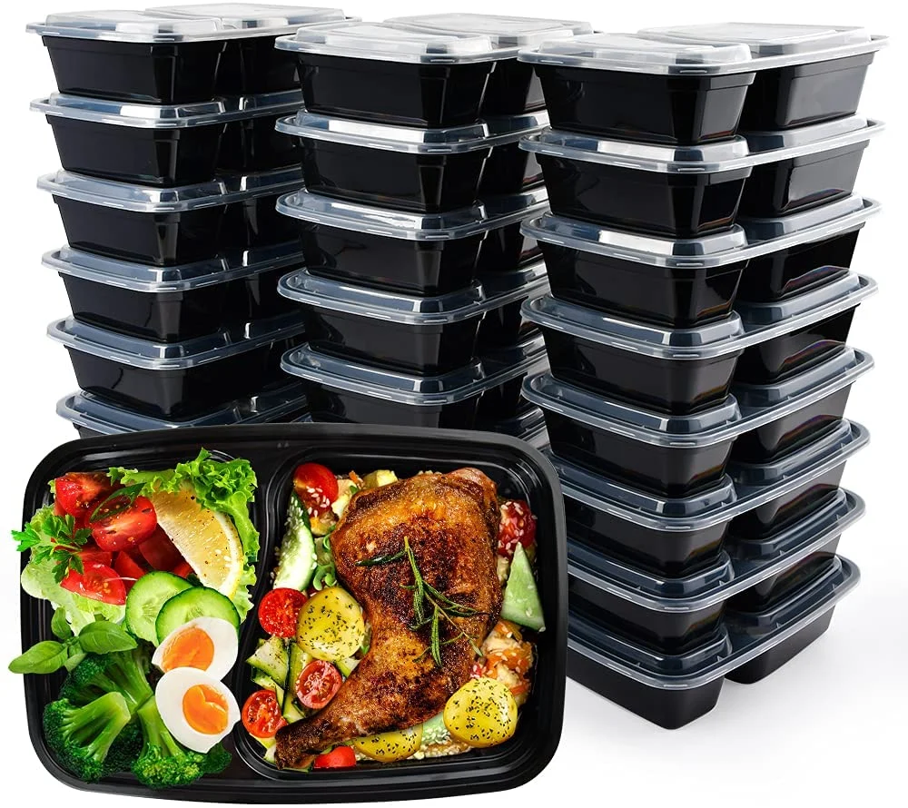 33oz Disposable Plastic Meal Prep Lunch Box Containers Food Storage ...