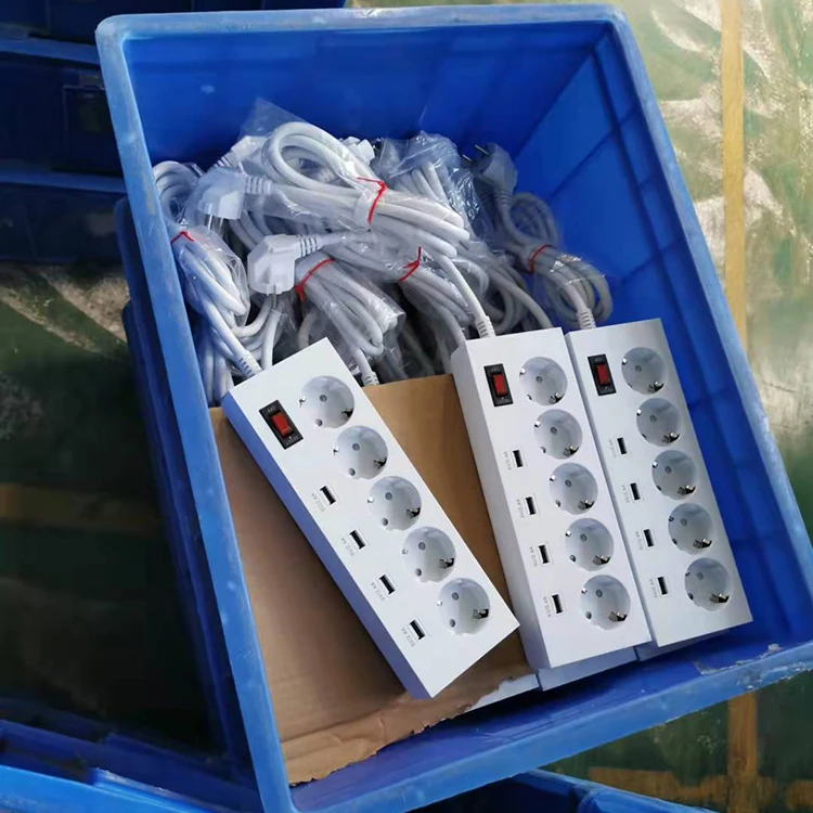 5 Ground Eu Extension Socket Outlets With 1.8m Wire 4 Usb Port Surge ...