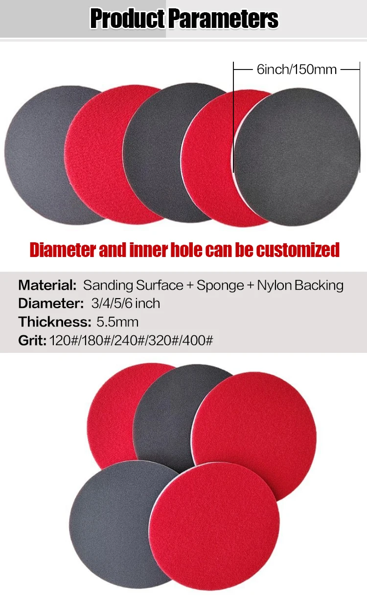 3'' High Performance Flocking Round Sponge Sandpaper Drywall Sponge ...