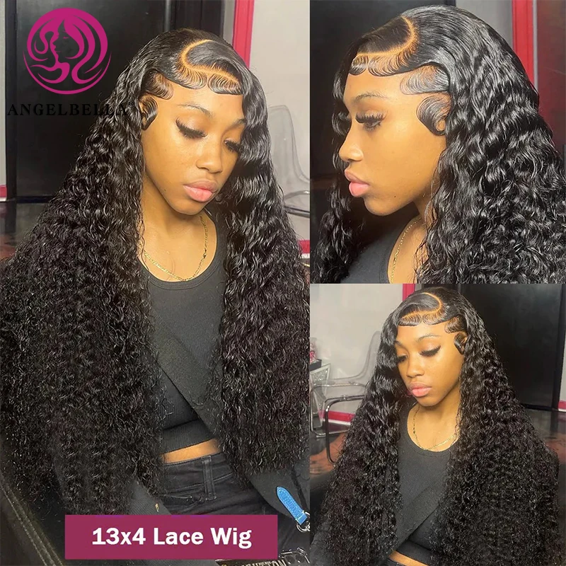 Angelbella Deep Wave 13x4 Hd Transparent Lace Frontal Wigs Deep Wave ...
