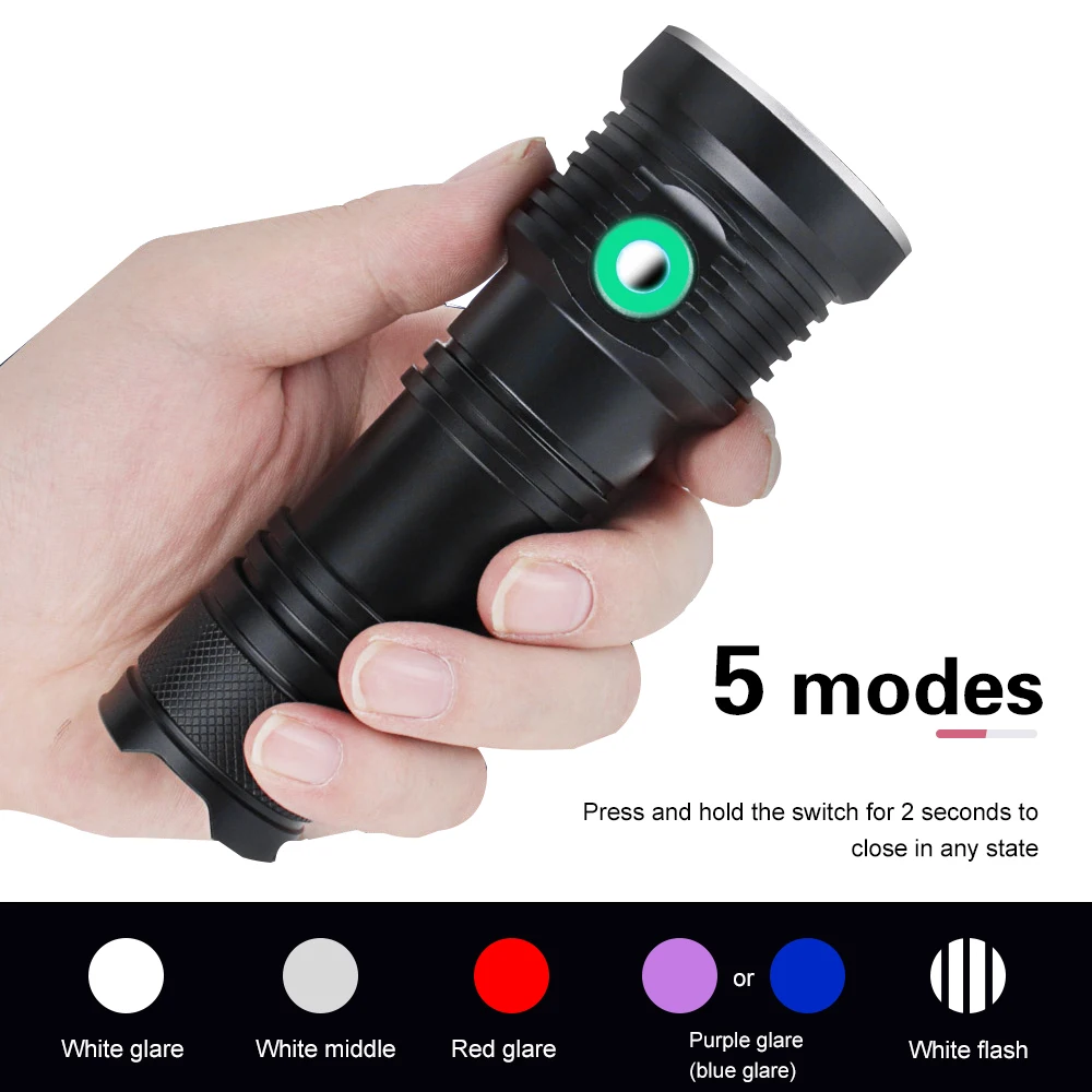 1000 Lumens 18650/26650 Rechargeable Led Flashlight Torch Light Diving ...