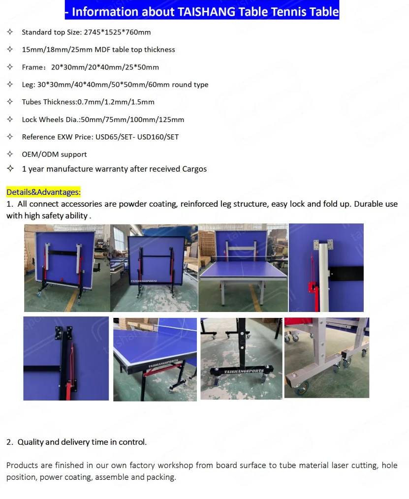 Outdoor Table Tennis Table - Durable PVC Ping Pong Table