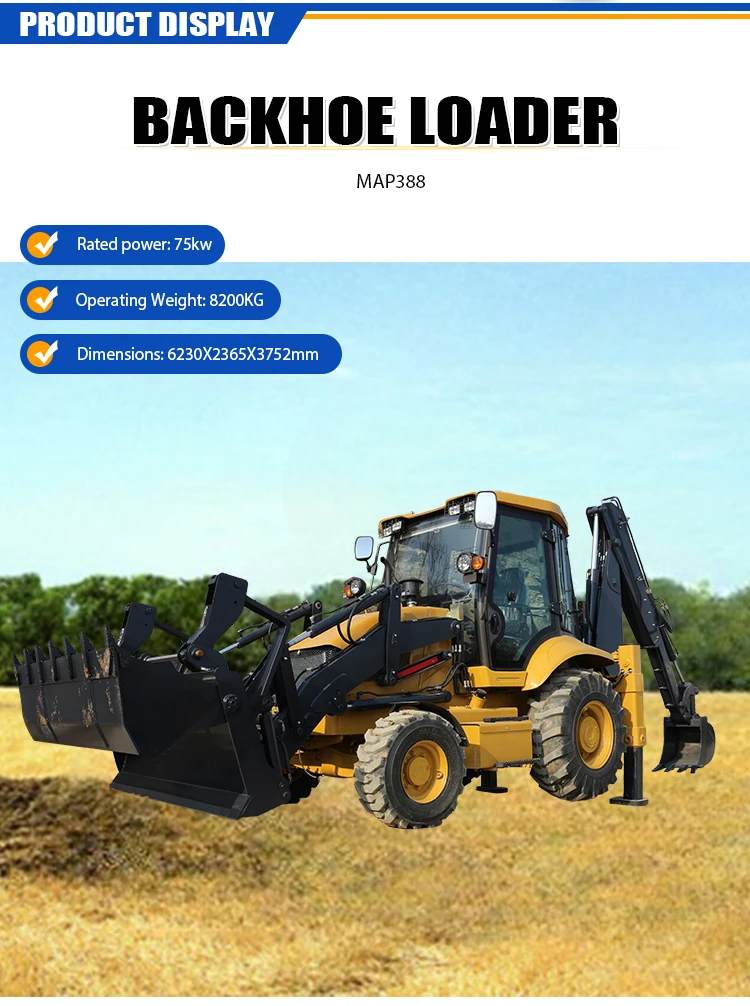 Top Brand 388H Custom Machinery China 388 Small Backhoe
