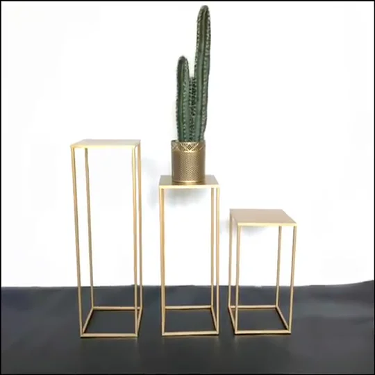 Wedding Flower Stand Rectangle Gold Metal Flower Stand For Wedding ...
