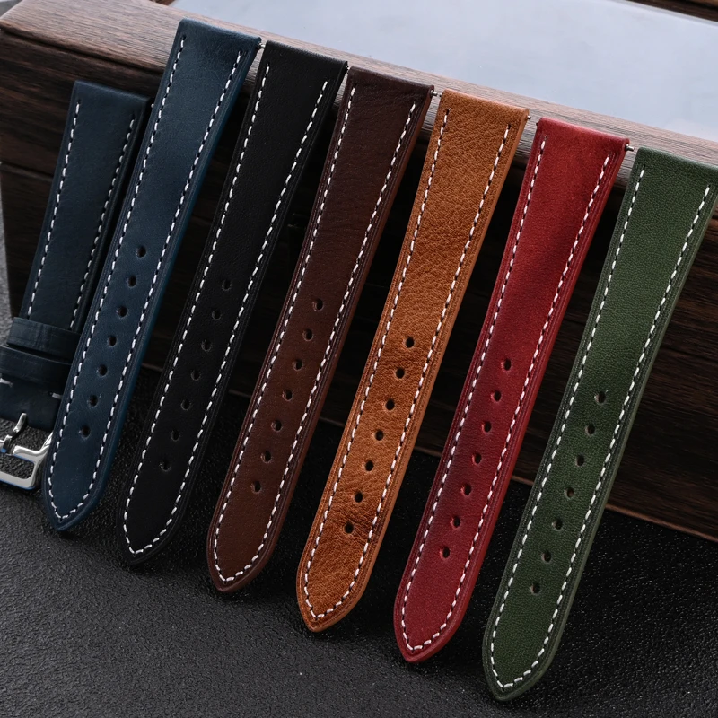 Premium Handmade Genuine Vintage Full Grain Leather Watch Strap With ...