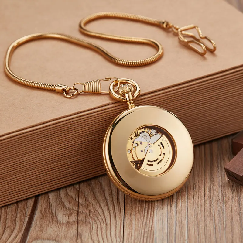 Luxury Copper Silver Automatic Mechanical Pocket Watch for Men with ...