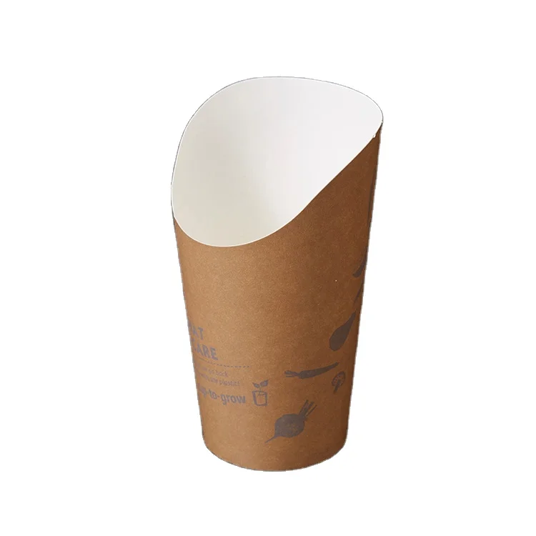 Paper Container Chip Cup Brown Kraft Chip French Fries Holder ...