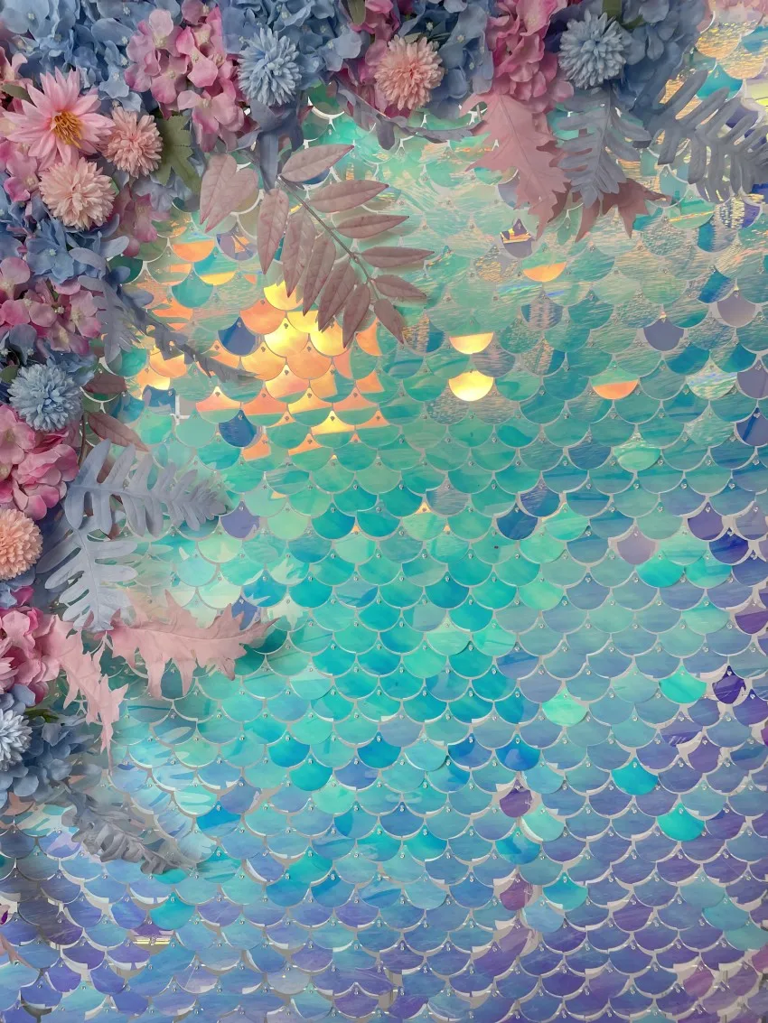 4d Fan-shaped Shiny Shimmer Sequin Panel Wall Glitter Birthday Party ...