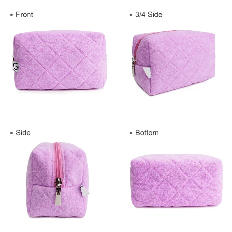 Wholesale Custom Travel Small Green Quilted Cosmetic Pouch Towelling ...