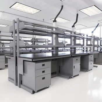 Lab Work Station With Movable Cabinet And Reagent Shelf For School ...