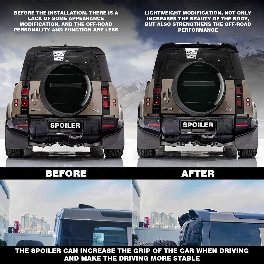 ABS Black Wing Flap Rear Spoiler for Land Rover Defender