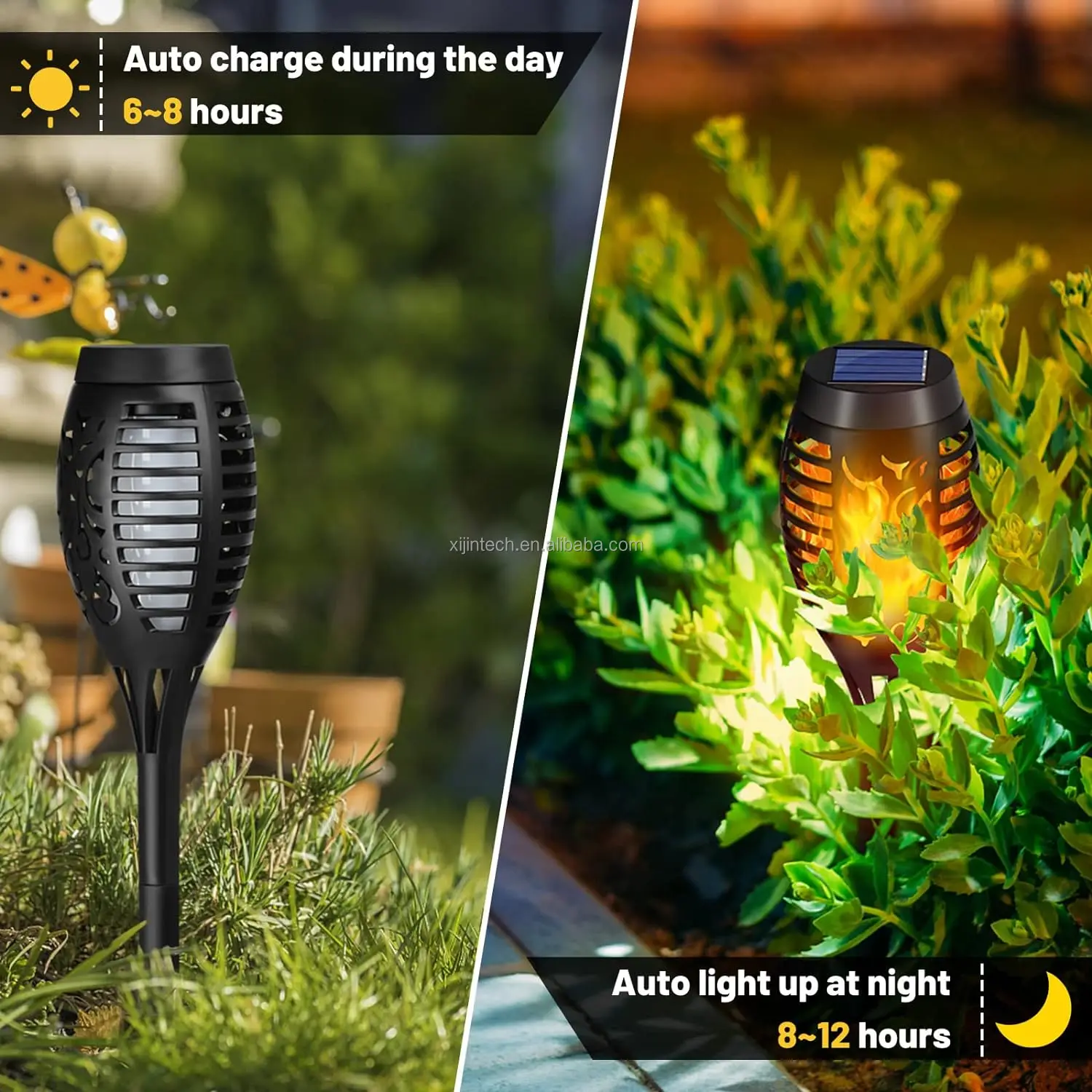 4 Packs Outdoor Decorative Landscape Fire Flickering Dancing 96 Solar ...